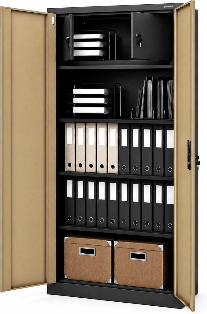 Kovová skříň s úložným prostorem antracitová/ořech, 900x1850x450 mm: TOMASZ Eco Design