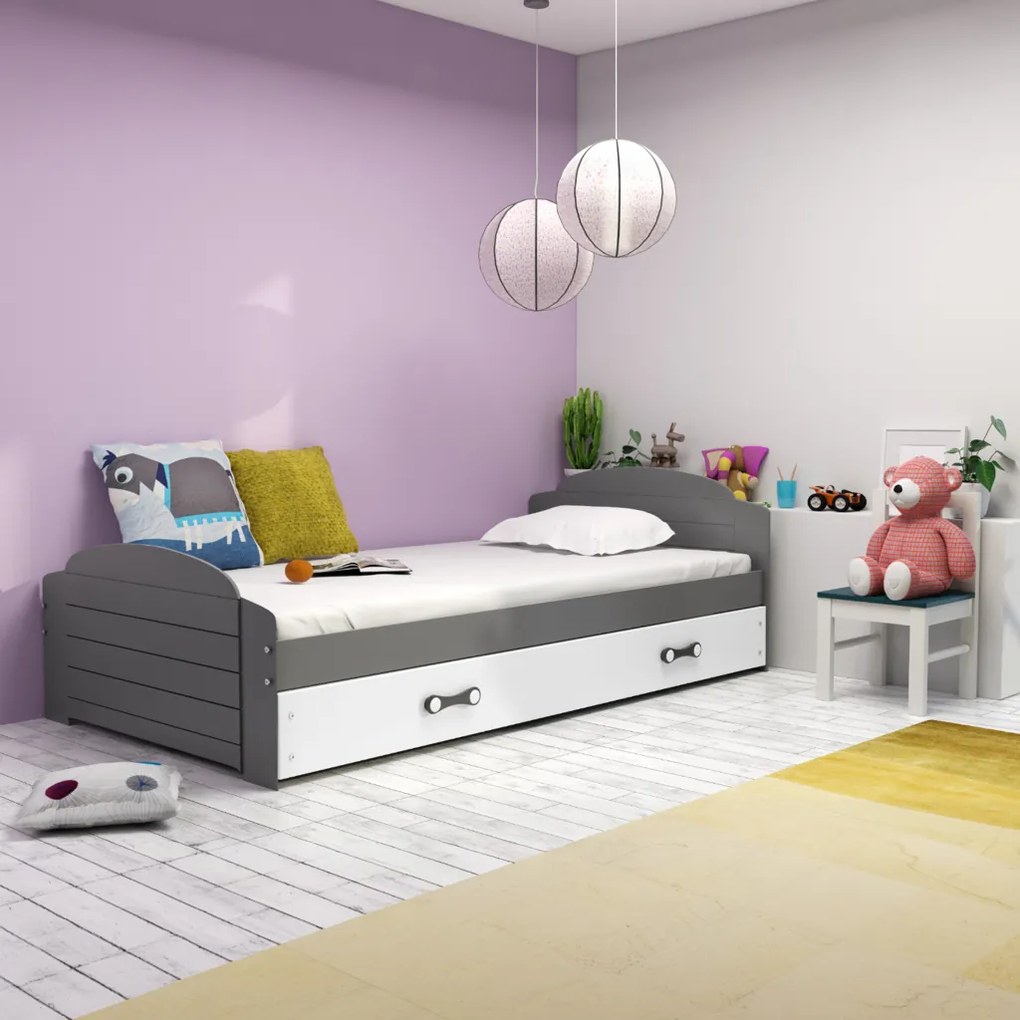 SMB Postel se šuplíkem LILA, 90x200 cm Dekor: Grafit, Barva šuplíku: Grafit
