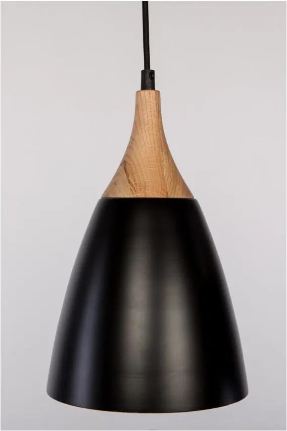 Černé závěsné svítidlo z dubového dřeva a oceli Nørdifra Beta, ⌀ 19 cm