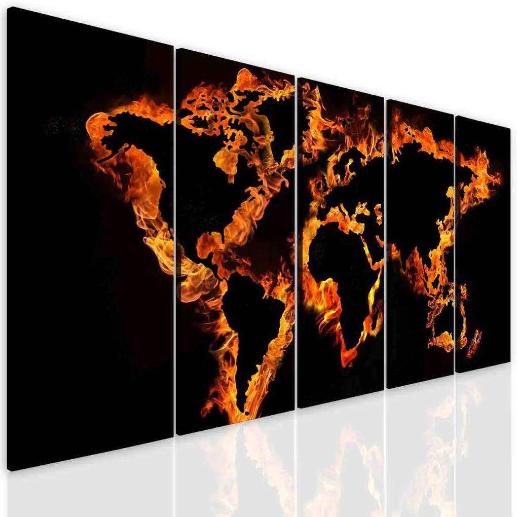 Obraz ohnivá mapa světa Velikost (šířka x výška): 100x50 cm