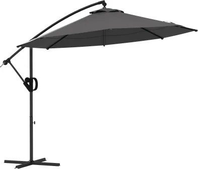 Slunečník Outsunny, slunečník s boční tyčí, včetně křížového stojanu, 293 x 260 cm, šedý