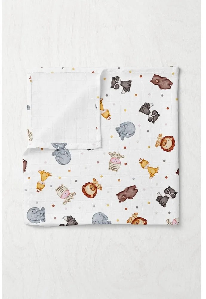 Bílá mušelínová dětská deka 75x100 cm Zoo – Mijolnir