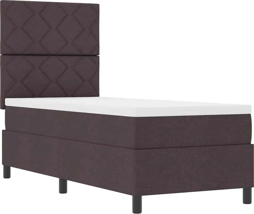 Postel s boxspringem s čelo Tmavě hnědá 80 x 200 cm textil 3339423