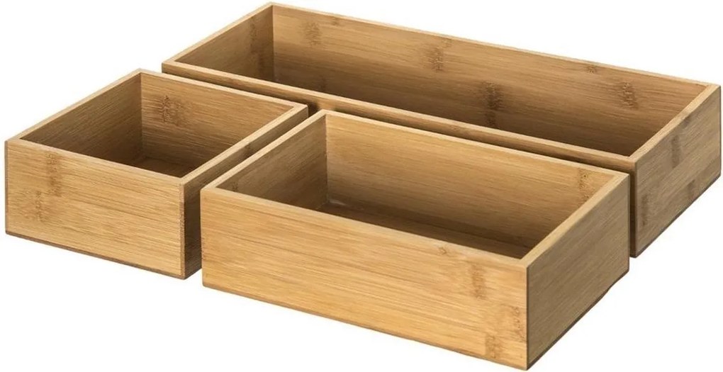 5Five® Bambusové organizéry, úložné boxy do šuplíku, sada 3ks - TSX3 38 x 30 x 15 cm