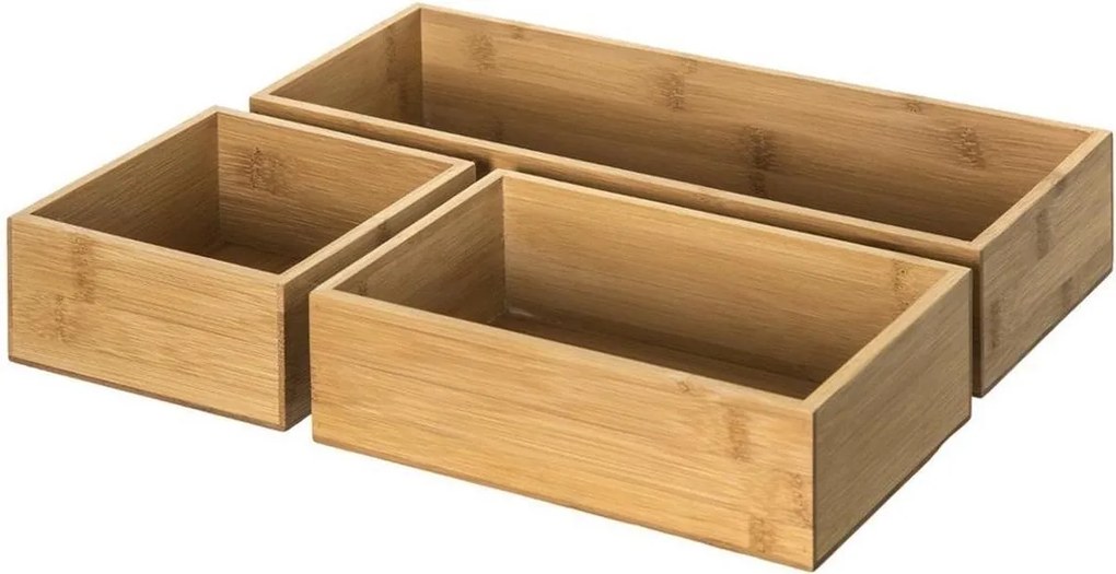 5Five® Bambusové organizéry, úložné boxy do šuplíku, sada 3ks - TSX3 38 x 31 x 7 cm