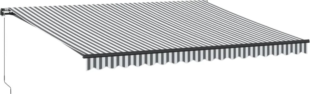 Ručně zatahovací markýza antracitová a bílá 450 x 350 cm 3215812