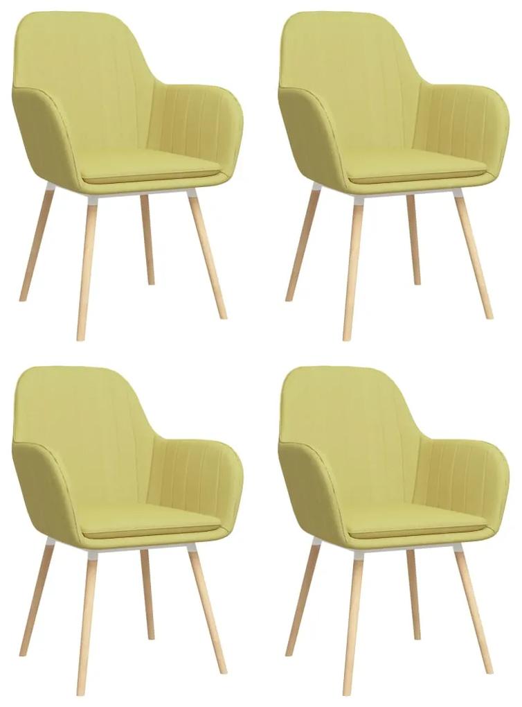 3055762 vidaXL Jídelní židle s područkami 4 ks zelené textil