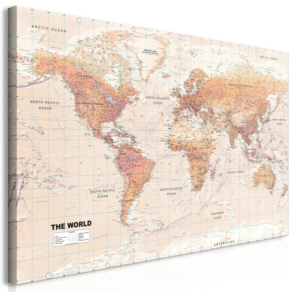 Obraz XXL Mapa světa: Oranžový svět II