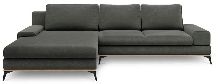 Tmavě šedá rozkládací rohová pohovka Windsor & Co Sofas Planet, levý roh