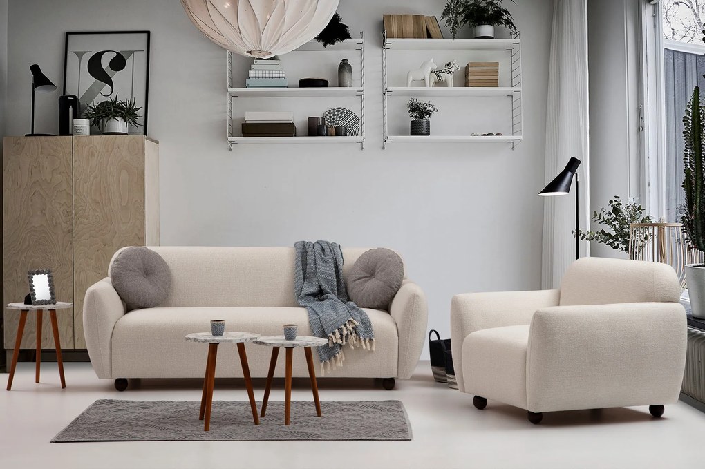 Hanah Home Třímístná pohovka EDDY krémová 223 cm 560ARE1329