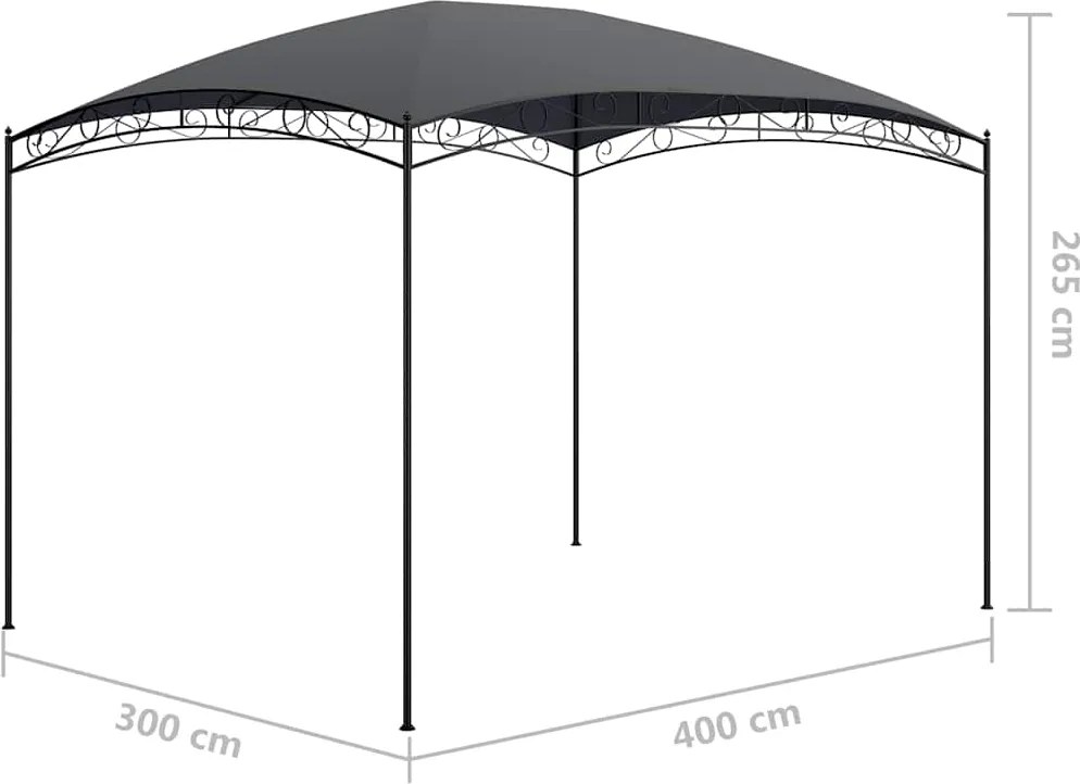 Altán 3 x 4 x 2,65 m antracitový 180 g/m² 313911