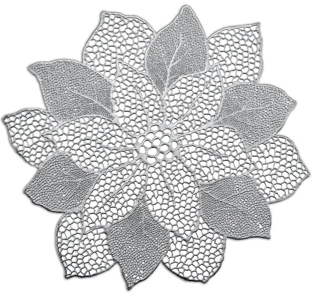 Prostírání FLOWER, stříbrná, 43 cm