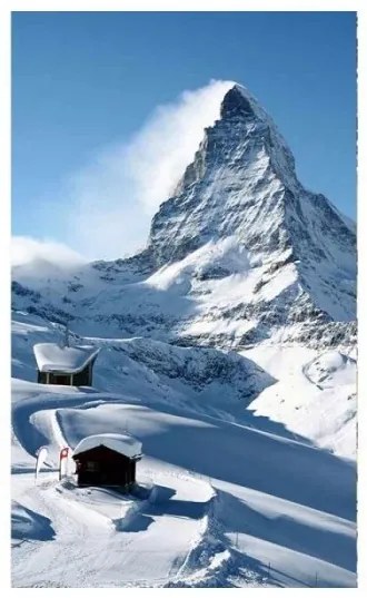 DIMEX | Vliesová fototapeta na zeď Matterhorn MS-2-0073  | 150 x 250 cm | bílá, modrá