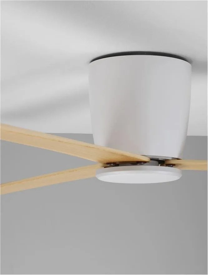 NV 9952335 Stropní ventilátor DELL tělo z hliníku dřevo a matná bílá 3ABS dřevěné listy - NOVA LUCE