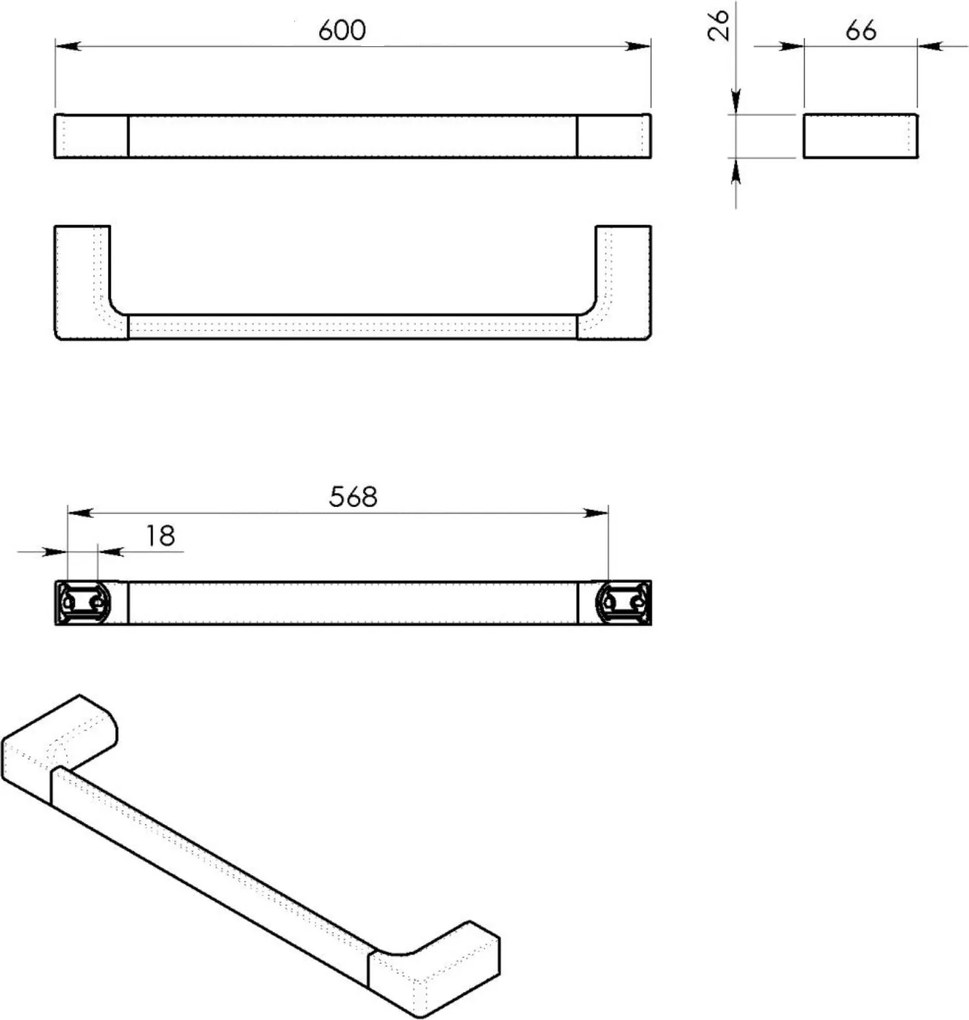 Gedy Gedy, PIRENEI držák ručníků 600x66mm, gun metal, PI216081