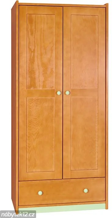 Šatní skříň pro děti German, LTD + masiv, olše / akvamarín, 80x180x55 cm
