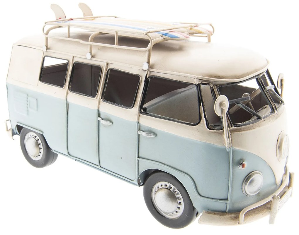 Kovový retro model autobusu Volkswagen se surfy - 27*12*16 cm