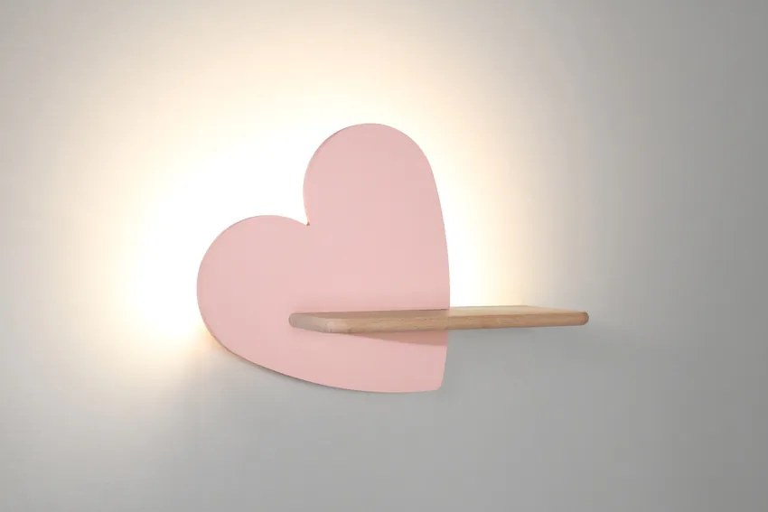 Nástěnné svítidlo policové 5W, růžové srdce  - Candellux