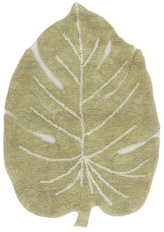 Khaki pratelný ručně tkaný bavlněný dětský koberec 75x100 cm Mini Monstera Olive – Lorena Canals