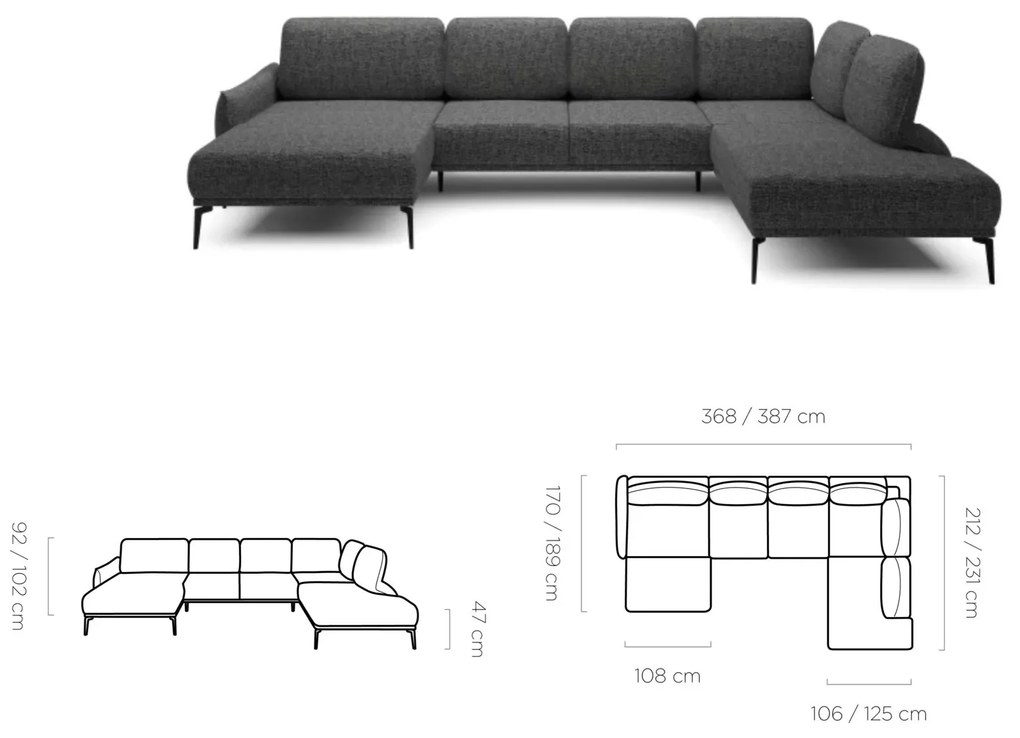 Sedací souprava STORM XL Orientace: Levá, Zvolte materiál čalounění: Perfect Harmony 80