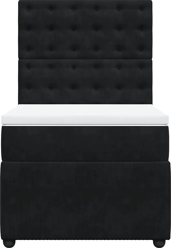Box spring postel s matrací černá 90x200 cm samet 3292252