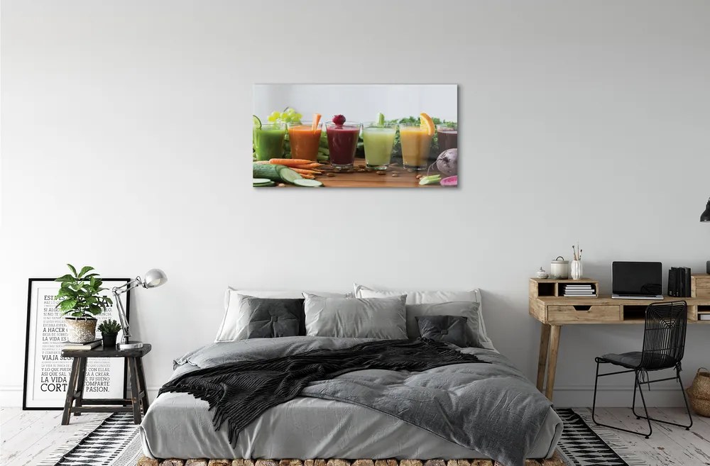 Obraz na skle Zeleninové, ovocné koktejly 140x70 cm