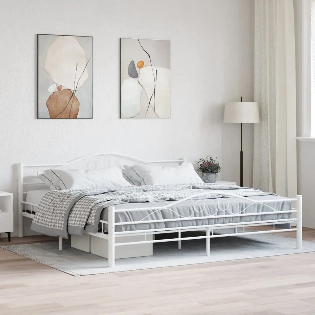 285306 vidaXL Rám postele bílý kovový 200 x 200 cm