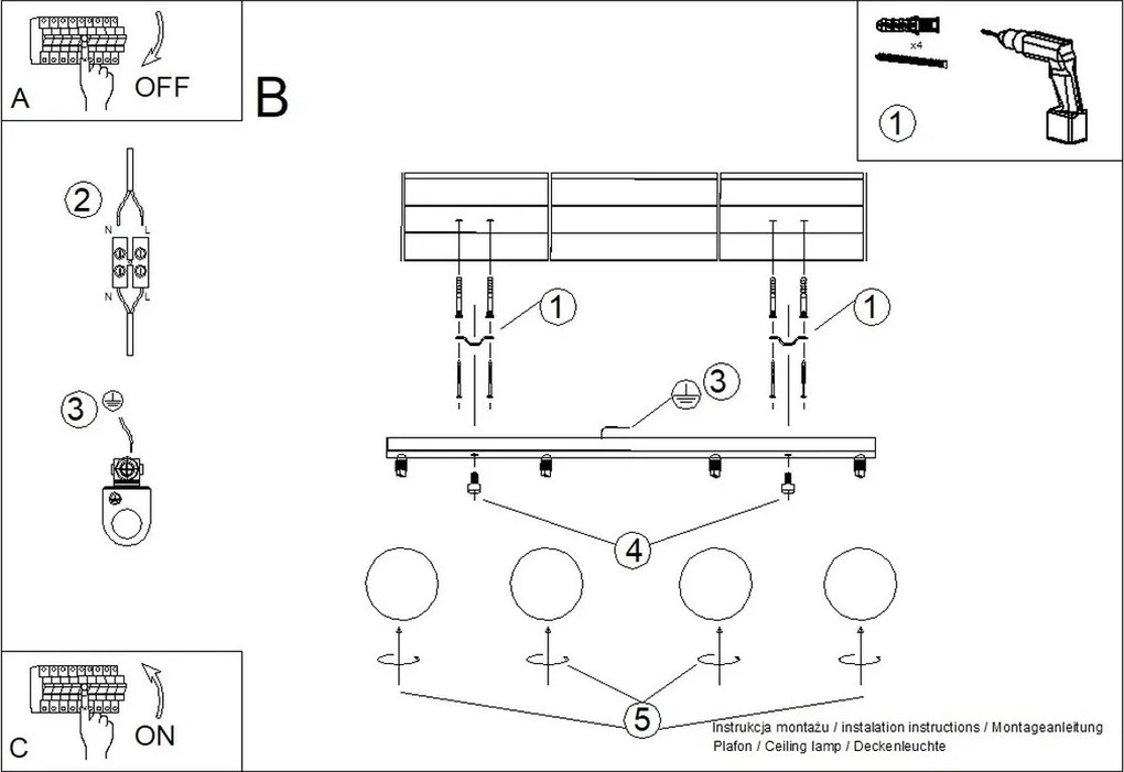 Sollux Lighting Stropní svítidlo YOLI 4 béžové