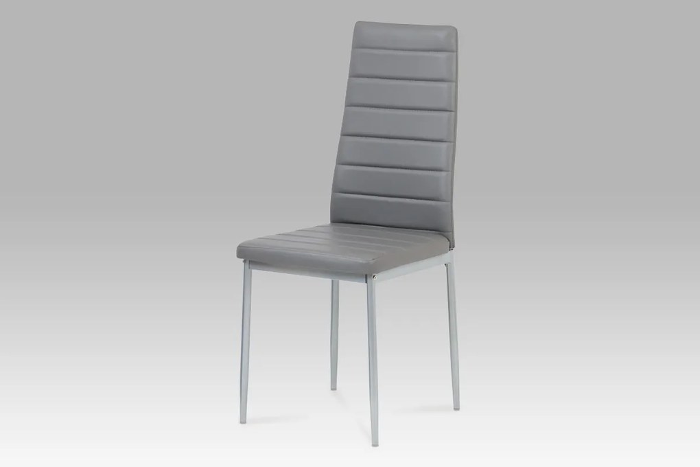Artium Jídelní židle koženka tm. šedá / šedý lak - DCL-117 GREY