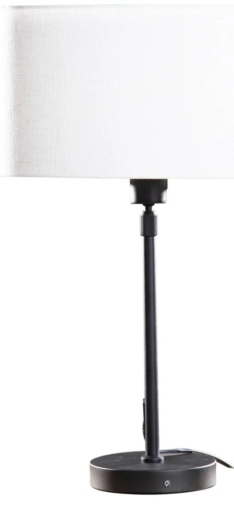 Stolní lampa černá s oválným lněným stínítkem bílým 35 cm - Parte