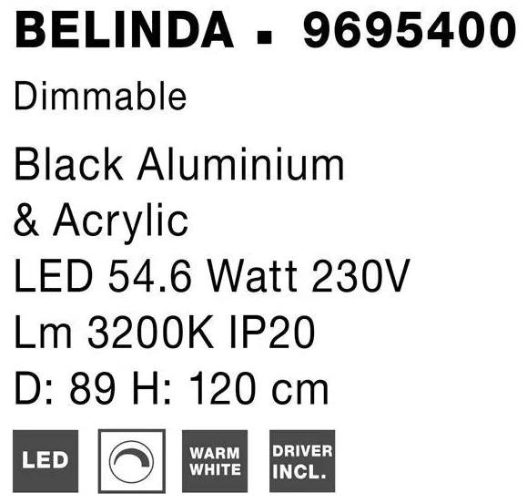 Nova Luce Závěsné LED svítidlo BELINDA černý hliník a akryl 54,6W 3200K stmívatelné