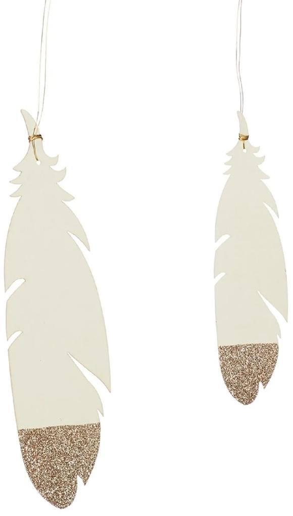 Hübsch Bílo zlatá papírová vánoční ozdoba Feather