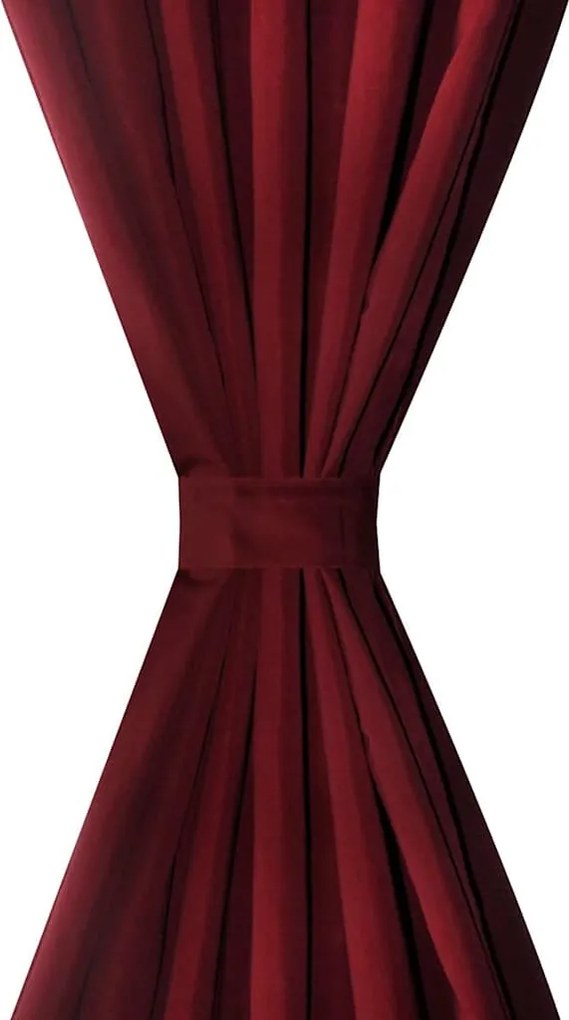 Mikrosaténové závěsy s poutky 2 ks 140 x 225 cm vínové 130363