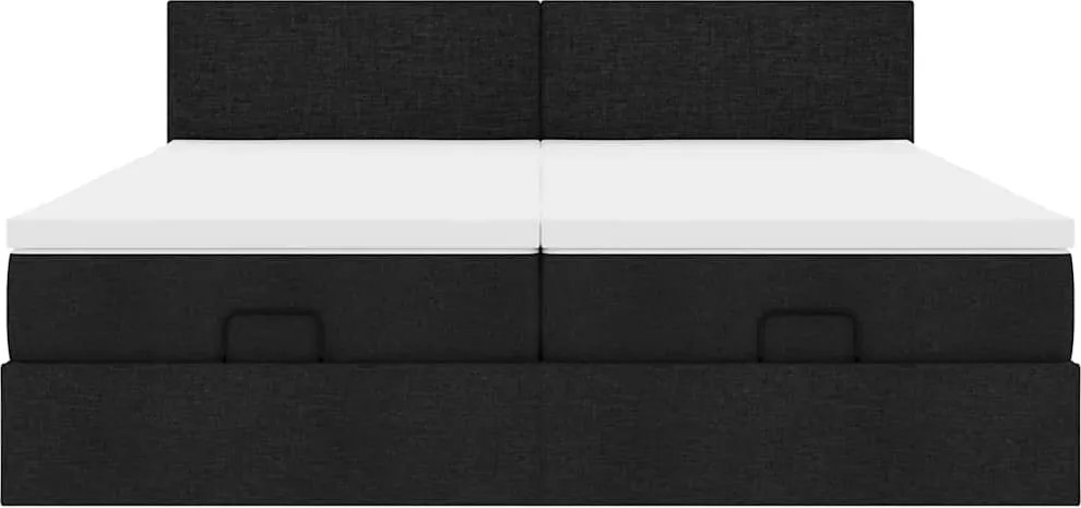 Osmanský rám postele s matrací černý 200x200cm textil 3312831