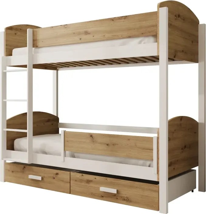 Dětská patrová postel Jori s bariérkou 200x90