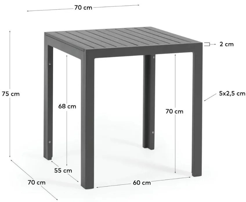 Černý kovový zahradní stůl Kave Home Sirley 70 x 70 cm