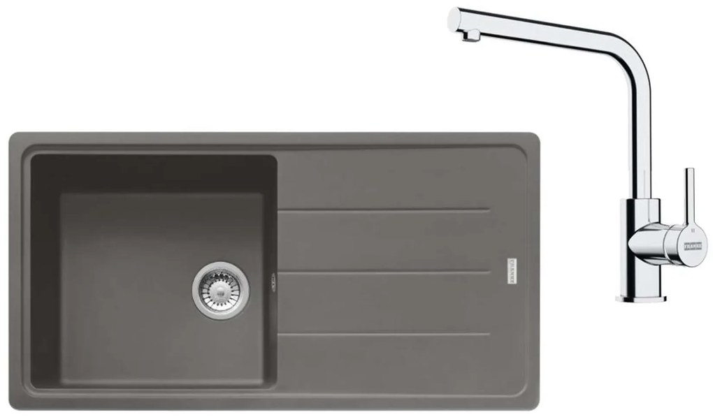 Franke - Kuchyňský set G264ŠK, fragranitový dřez BFG 611 a baterie FS 3230.031, šedý kámen/chrom 114.0700.743