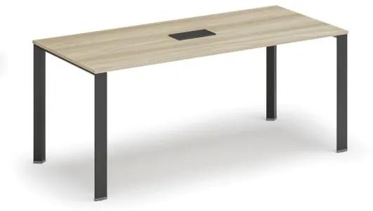 Stůl INFINITY 1800 x 900 x 750, dub přírodní + stolní zásuvka TYP V, černá