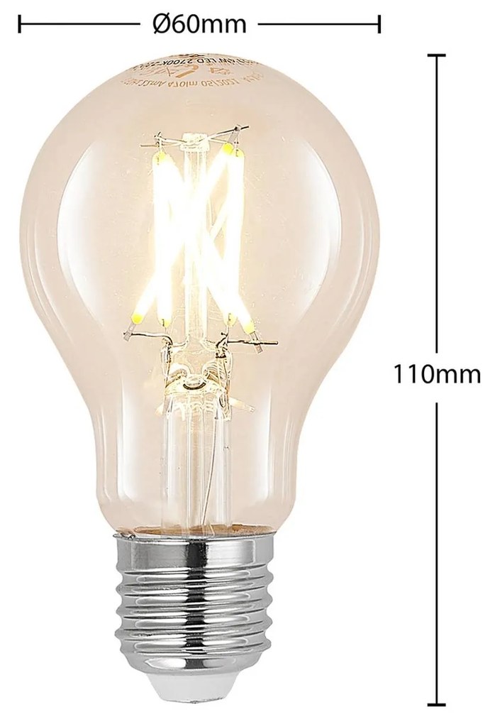 LED žárovka E27 6W 2 700K filament, dim čirá 3ks