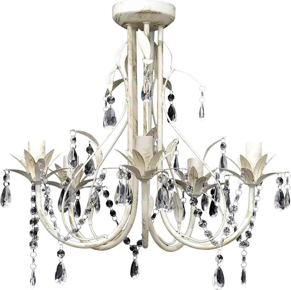 Elegantní, křišťálový lustr bílý na pět žárovek 240687