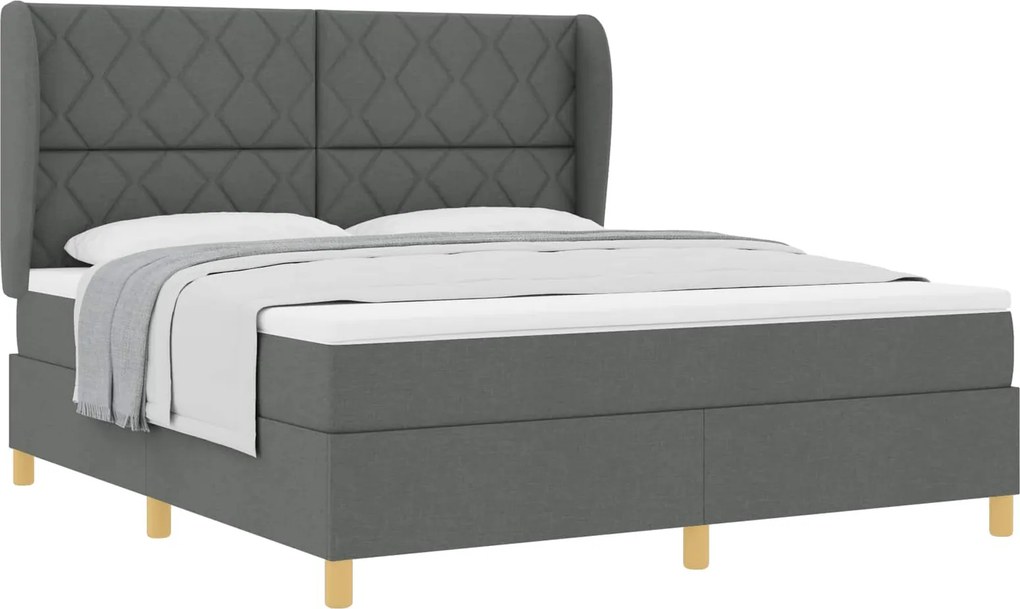 Postel s boxspringem s čelo Tmavě šedá 200 x 180 cm textil 3340831