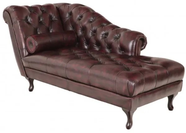 Indický nábytek - Lenoška Chesterfield Delano z pravé hovězí kůže New Red New Red