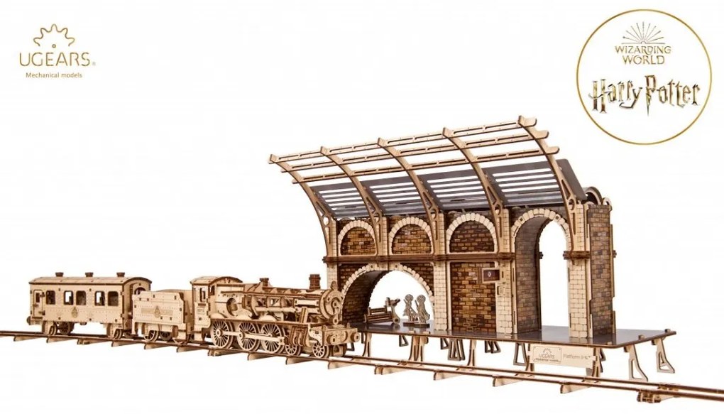 Ugears 3D dřevěné mechanické puzzle Harry Potter - vlakové nástupiště