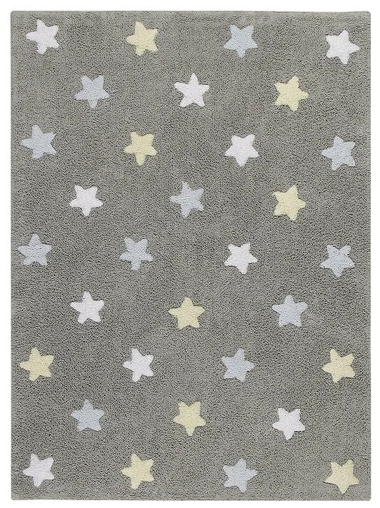 Bio koberec kusový, ručně tkaný Tricolor Stars Grey-Blue-120x160