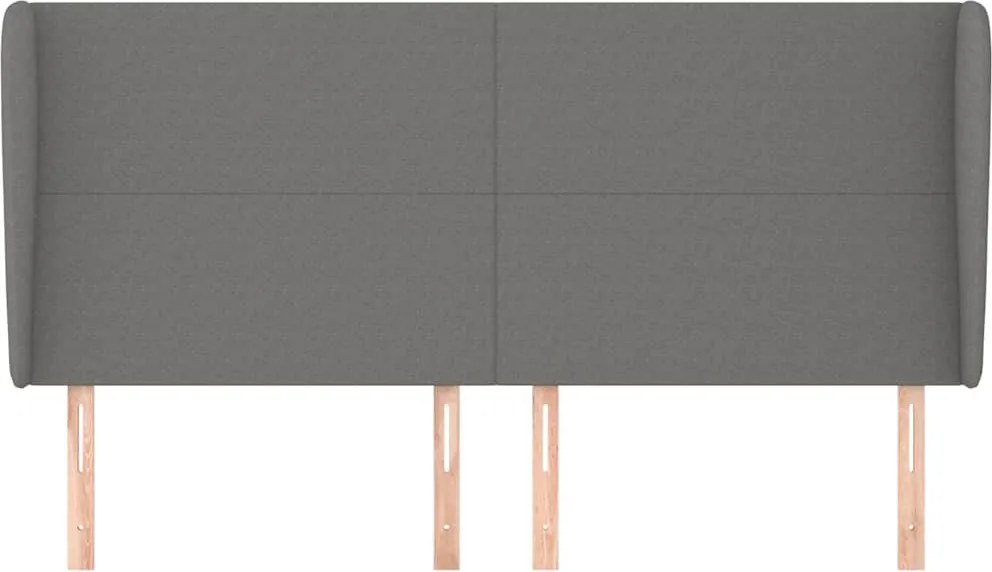 Čelo postele typu ušák tmavě šedé 203x23x118/128 cm textil 3117699