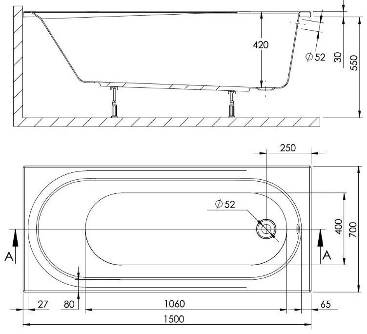 Scansani Dida akrylátová vana Délka vany: 150cm