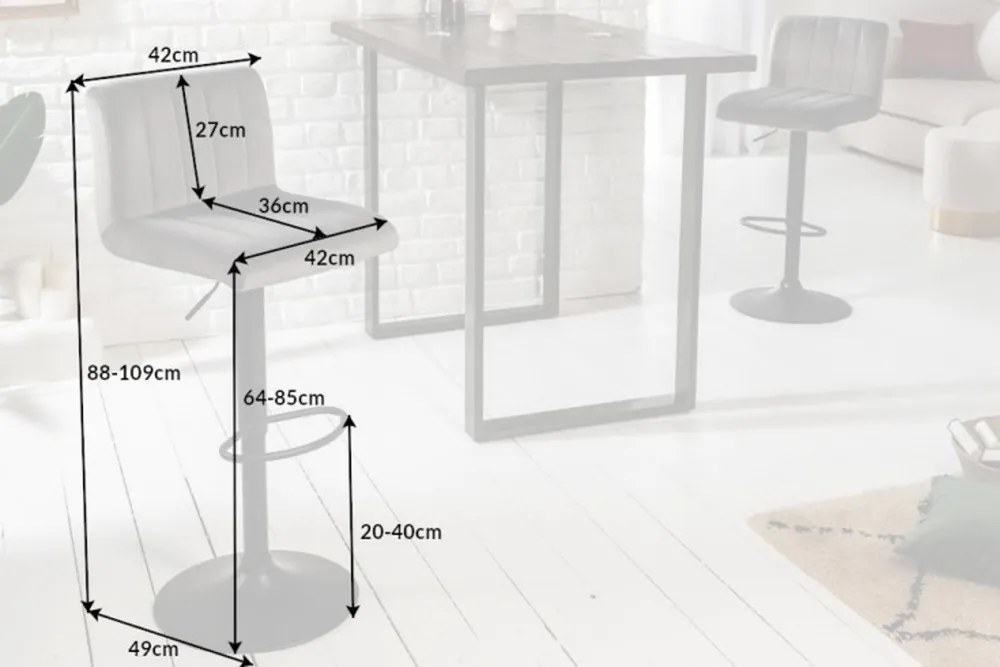 Designová barová židle Walnut šedý samet