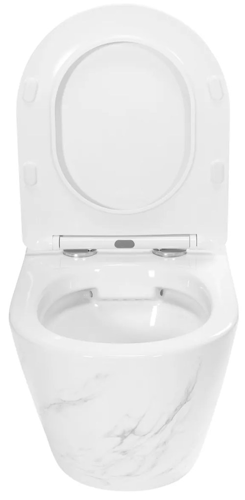 Závěsná WC mísa s prkénkem Carlos Slim bílý mramor