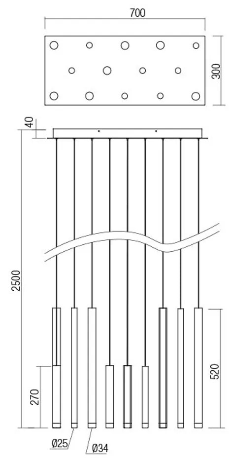 Redo 01-2054 závěsné LED svítidlo Madison saténově zlaté 14L, 56W, 3000K, 250cm