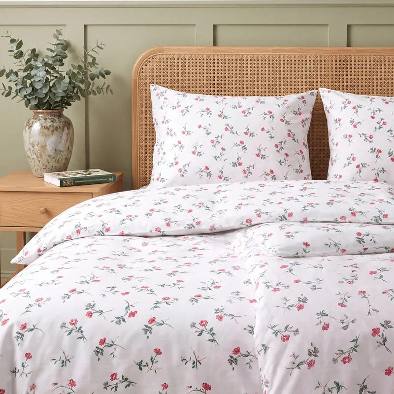 SCANquilt povlečení KLASIK verbena bíločervenozelená 140 x 200/70 x 90 cm